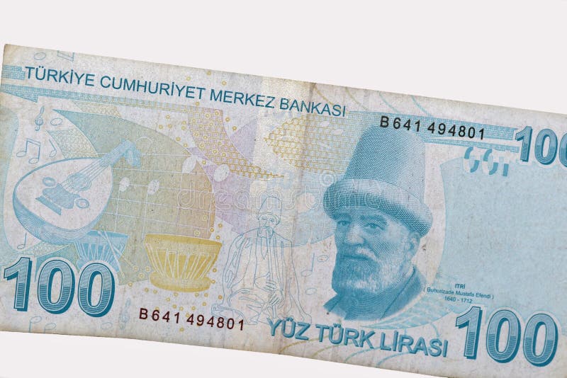 100 Lira Banknote Back. Turkish Money Stock Photo - Image of culture ...