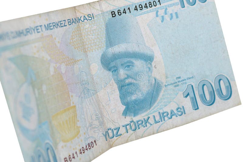 100 Lira Banknote Back. Turkish Money Stock Photo - Image of culture ...