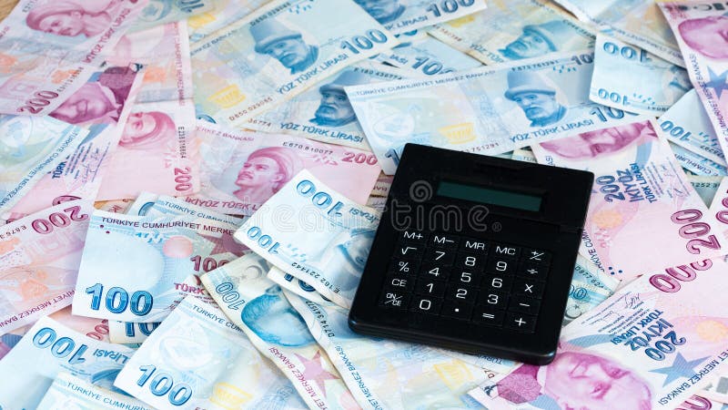 Turkish Lira Banknotes and Calculator. Accounting Concept Stock Photo ...