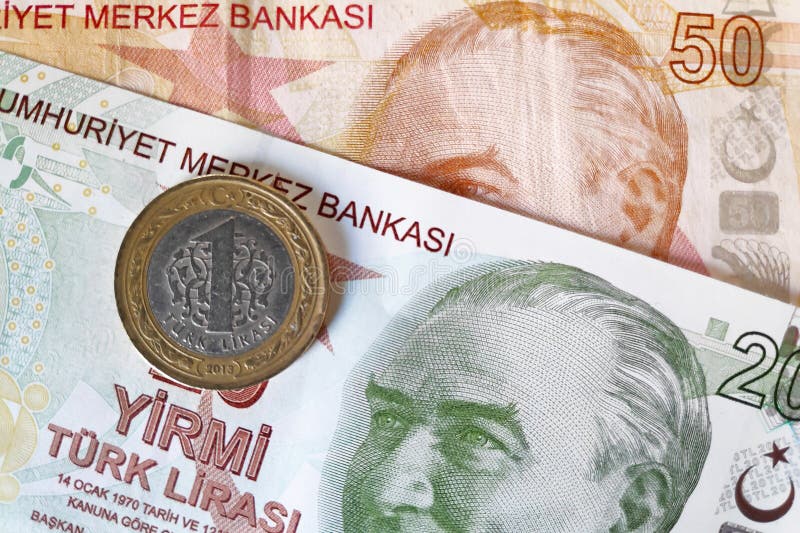 Turkish Lira Coin and Banknotes Stock Photo - Image of lira, turkish ...