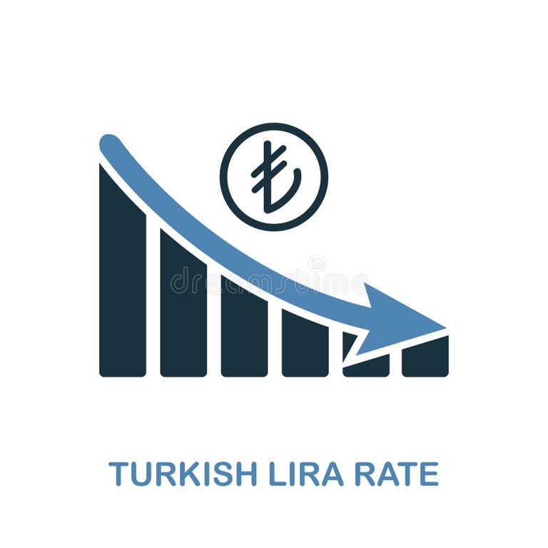 Turkish Lira Rate Decrease Graphic Icon. Monochrome Style Design from ...