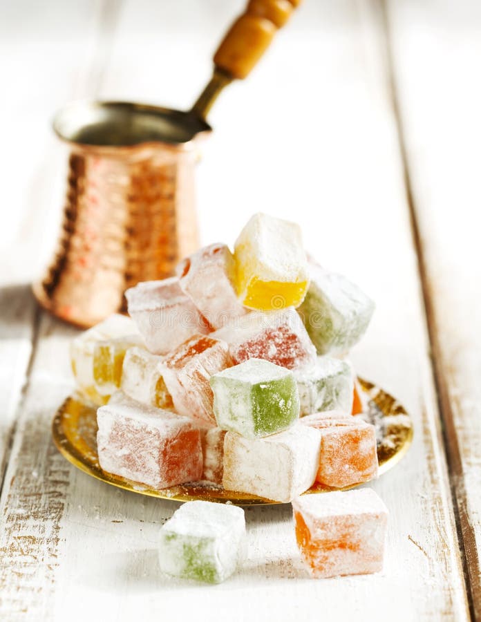 Turkish Lokum with Nougat, Fruits and Pistachios for Sale Stock Image ...