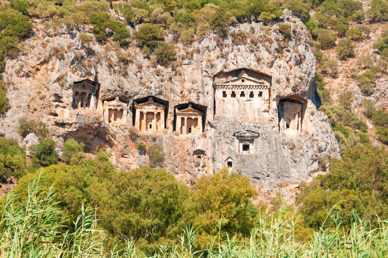 Turkish Lycian Tombs - Ancient Necropolis in the Mountains Stock Photo ...