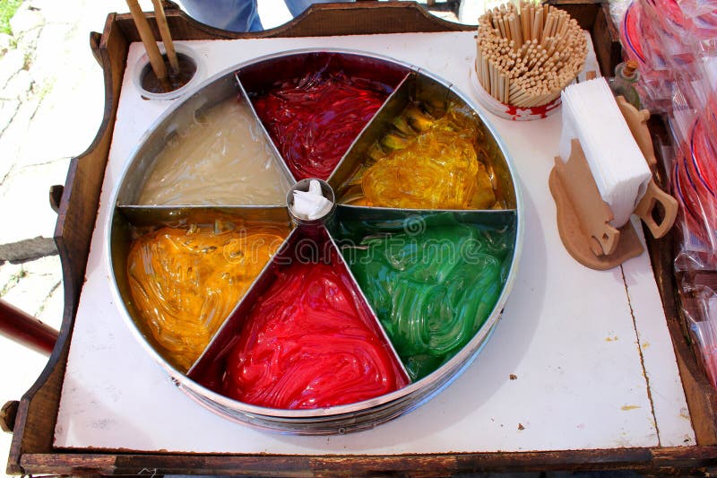 Macun, Sweet Turkish Toffee Paste Cooking on Street Stock Image - Image ...