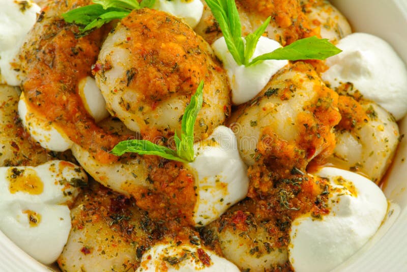 Turkish Manti close-up stock image. Image of dining - 250176207