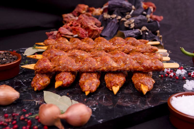 Turkish Meat on the Black Board Stock Photo - Image of turkish, meat ...