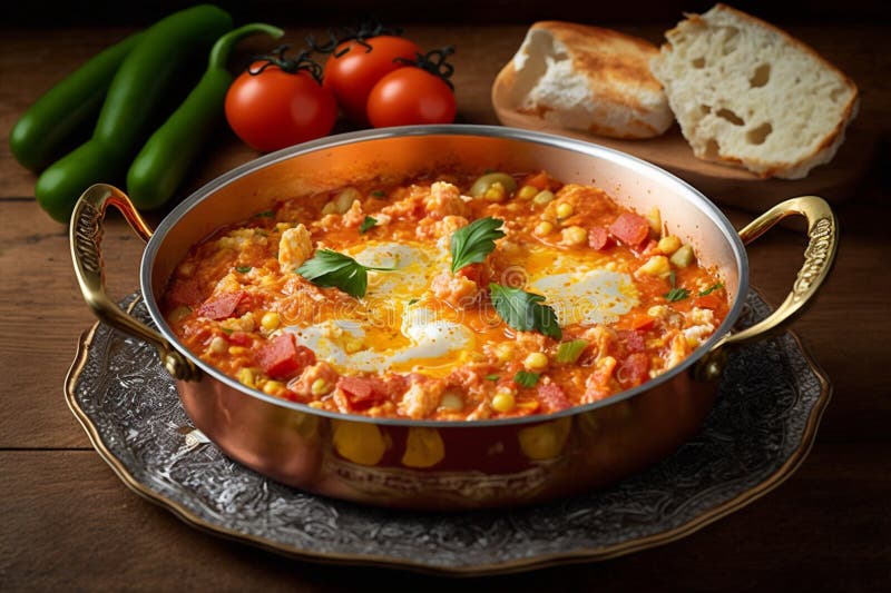 Turkish Menemen, Eggs Scrambled with Tomatoes and Green Pepper ...