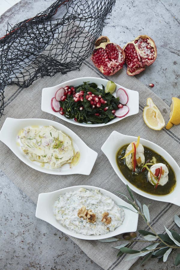 Turkish meze dishes stock photo. Image of spinach, eating - 140840600