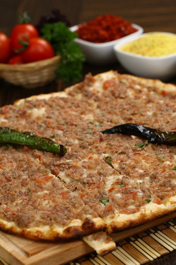 Turkish minced pide stock image. Image of delicious, food - 96371763