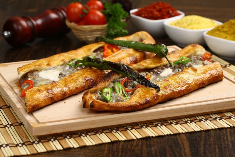 Turkish Mixed pide stock image. Image of culture, dine - 96371965