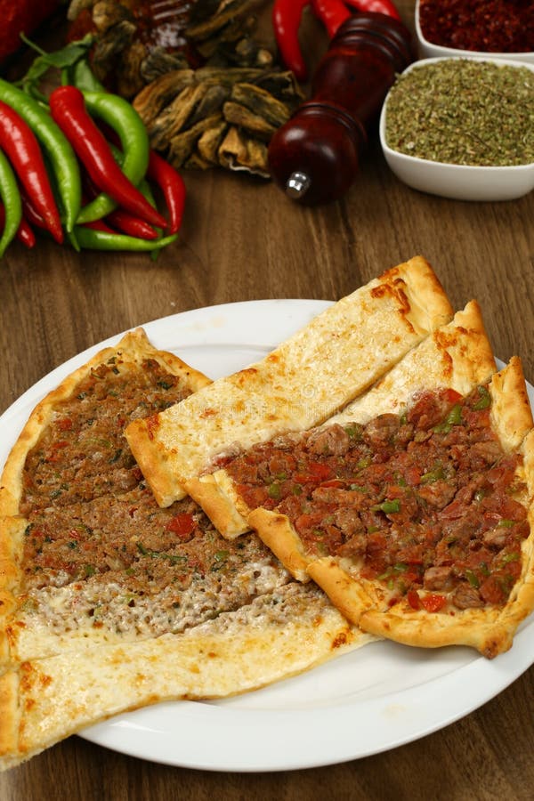 Turkish Mixed pide stock image. Image of cook, garlic - 96372135