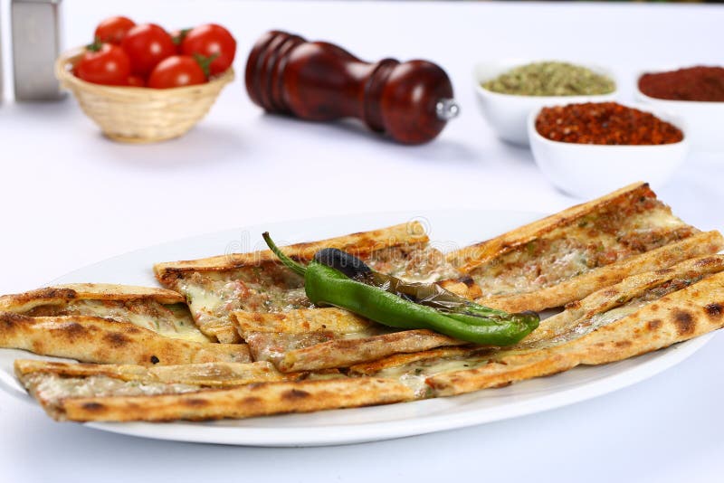 Turkish Mixed pide stock image. Image of cook, dinner - 96372065