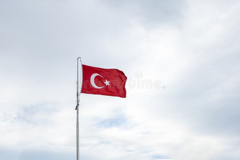 Turkish National Flag Hang on a Pole in Open Air Stock Photo - Image of ...