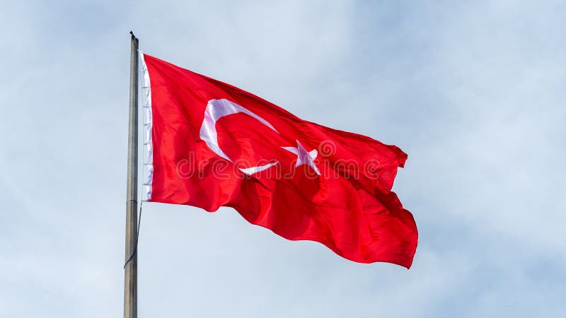 Turkish National Flag Hang on a Pole in Open Air Stock Image - Image of ...