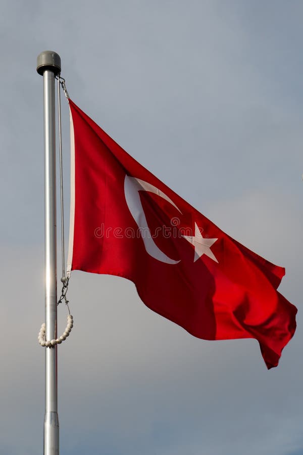 Turkish National Flag Hang on a Pole Stock Image - Image of tafrac14 ...