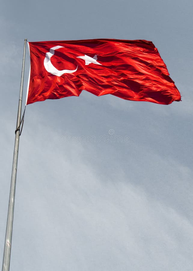 Turkish National Flag in View Stock Photo - Image of republic, istanbul ...
