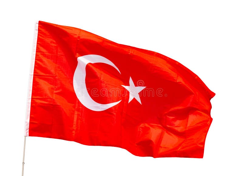 Turkish Flag Waving Against White Background Stock Image - Image of ...