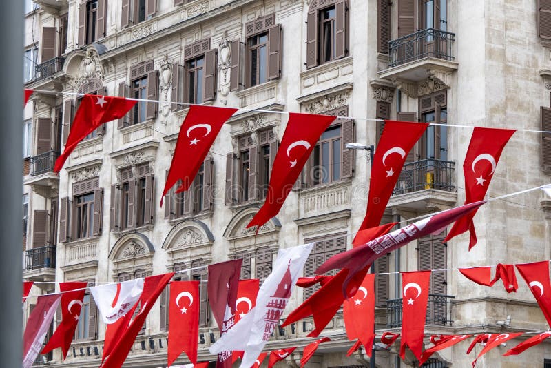 Turkish Flags in Front of a Building Outdoor Stock Photo - Image of ...