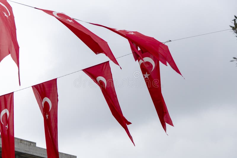 Turkish National Flags in Front of a Building Stock Photo - Image of ...