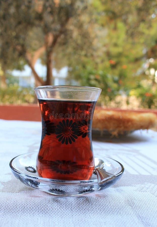 Turkish National Tea in Glass Tea Cup Stock Image - Image of strong ...