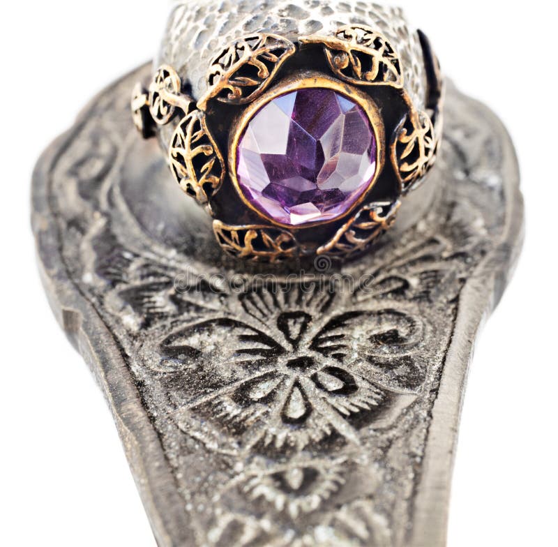 Gold and Silver Turkish Ottoman Ring with Coral Stock Photo - Image of ...