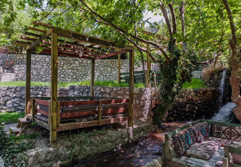 Turkish outdoor dastarkhan stock photo. Image of carved - 201755624