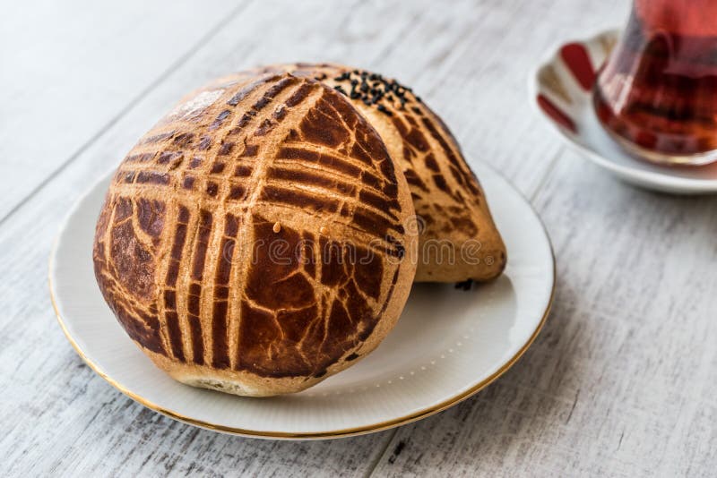 Turkish Pastries Pogaca with Tea / Cay Stock Image - Image of turkish ...
