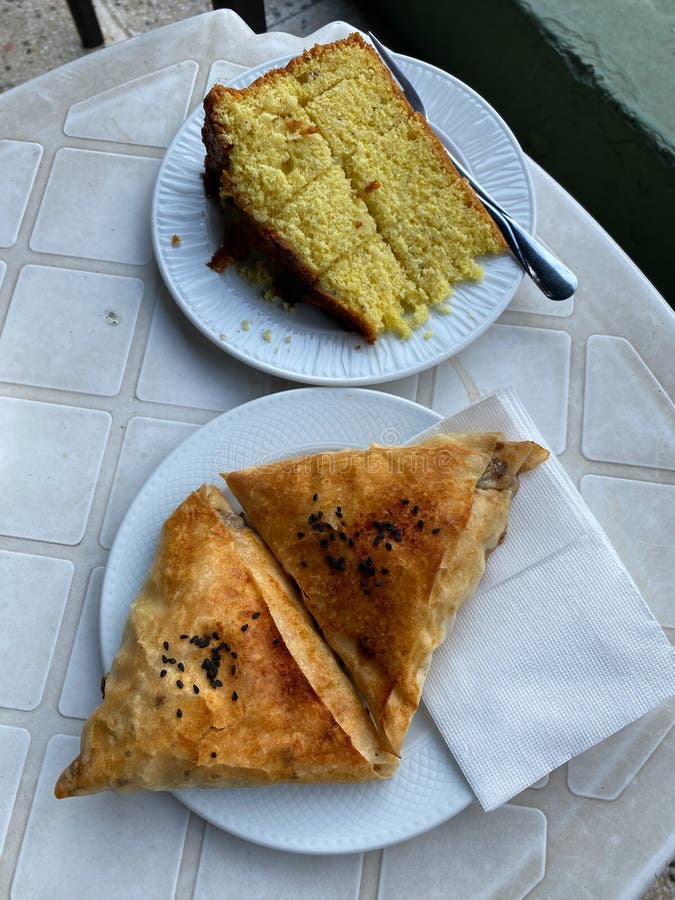 Turkish Pastry Borek and Cake Served at Local Cafe. Borek Stock Image ...