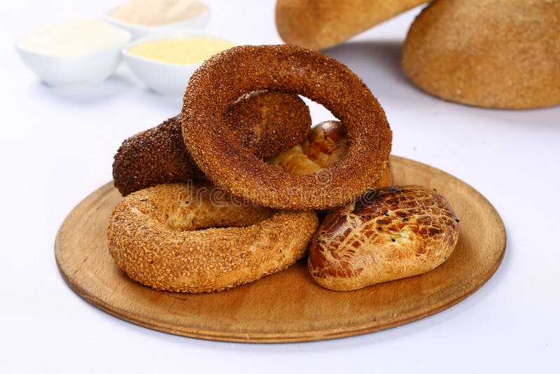 Turkish Pastry Simit and Pogaca Stock Image - Image of closeup, close ...
