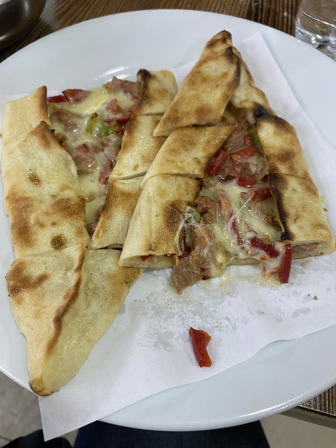Turkish Pide Beef and Cheese Traditional Pita Stock Image - Image of ...