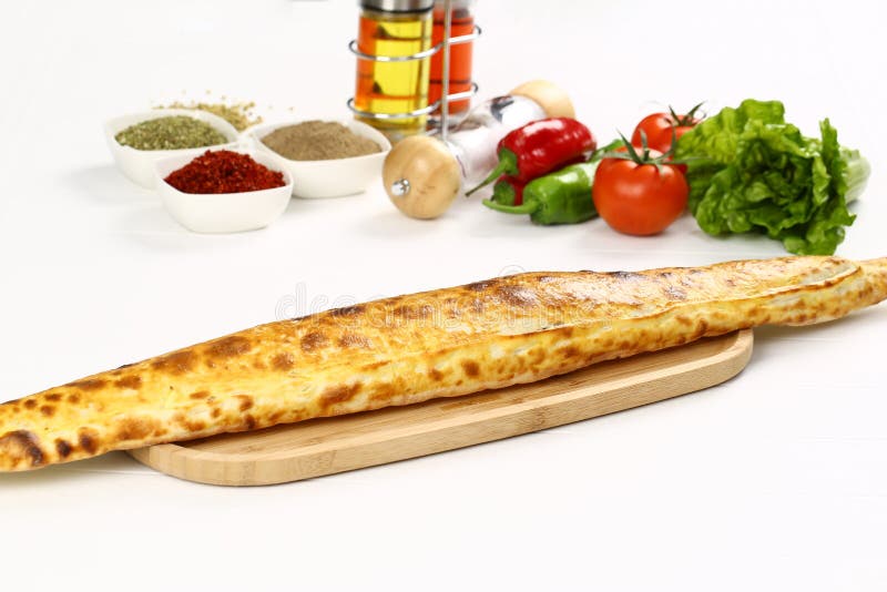 Turkish pide with cheese stock image. Image of cheese - 96371775
