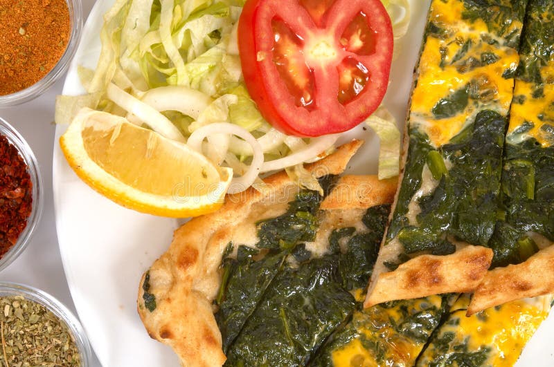 Turkish pide - spinach stock photo. Image of order, dine - 1295346