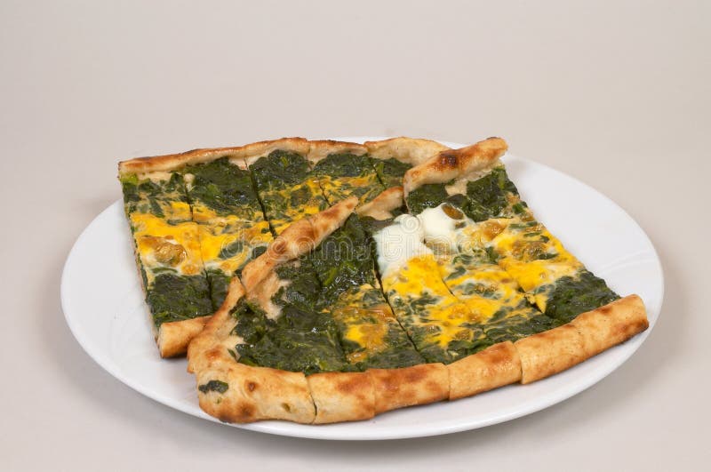 Turkish pide - spinach stock image. Image of restaurant - 1295371