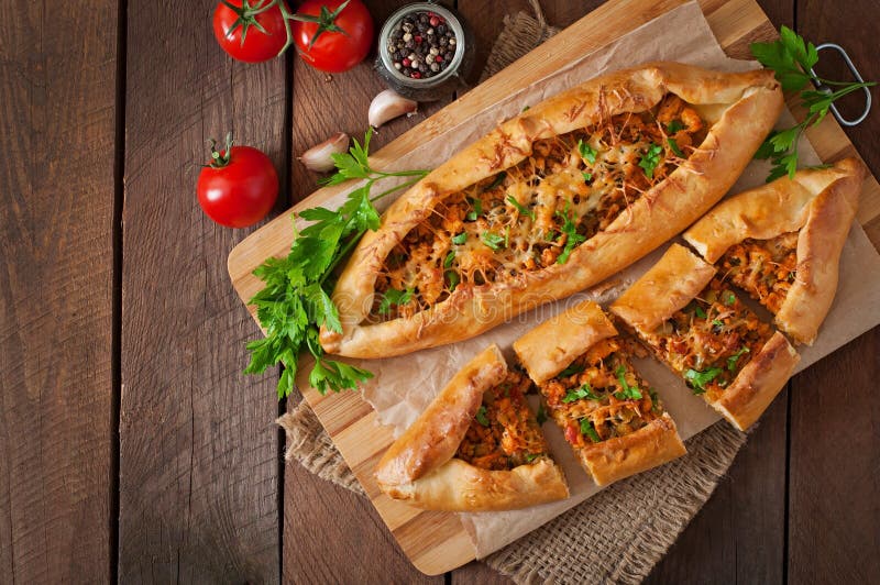Turkish Pide Traditional Food Stock Image - Image of dish, cheese: 56722207