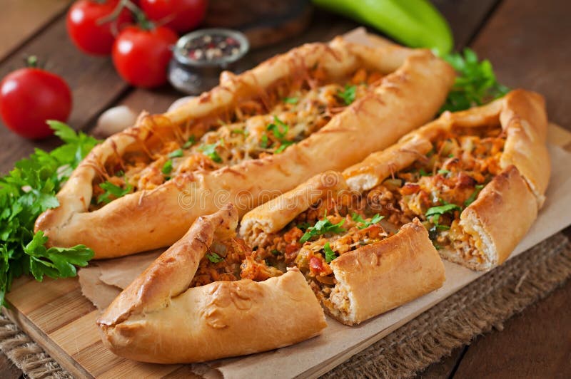 Turkish Pide Traditional Food Stock Image - Image of dish, cheese: 56722207