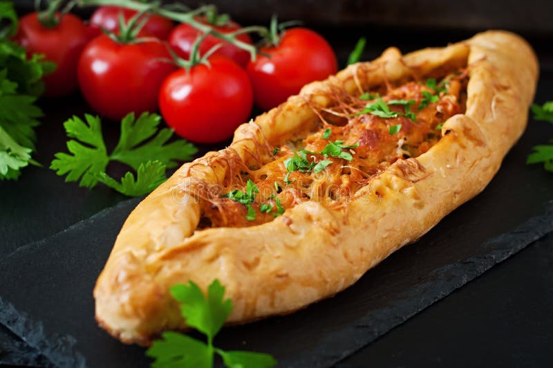 Turkish Pide Traditional Food Stock Image - Image of dish, cheese: 56722207