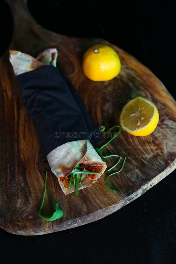 Turkish Pizza Wrapper of Flatbread, Lahmacun with Mincedmeat Stock ...