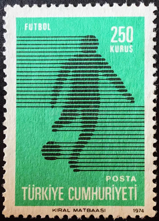 Turkish Postage Stamp with Soccer Player Editorial Image - Image of ...
