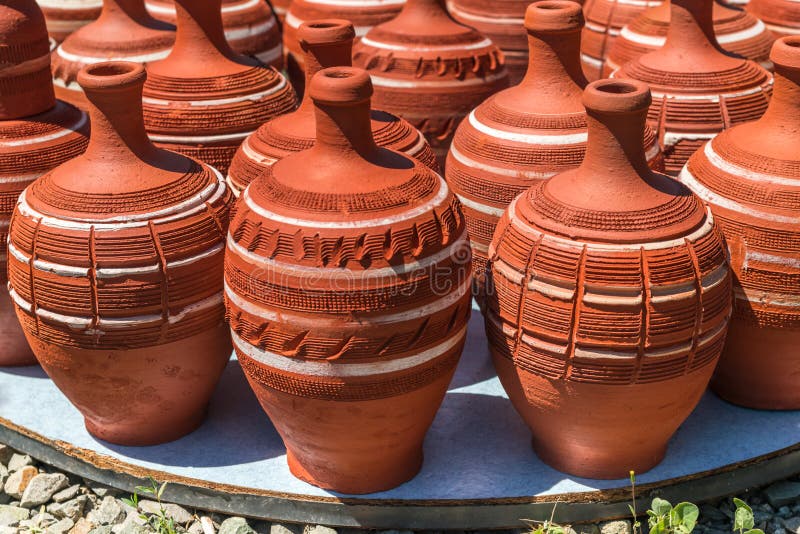 Turkish red clay pots stock photo. Image of selective - 48483714
