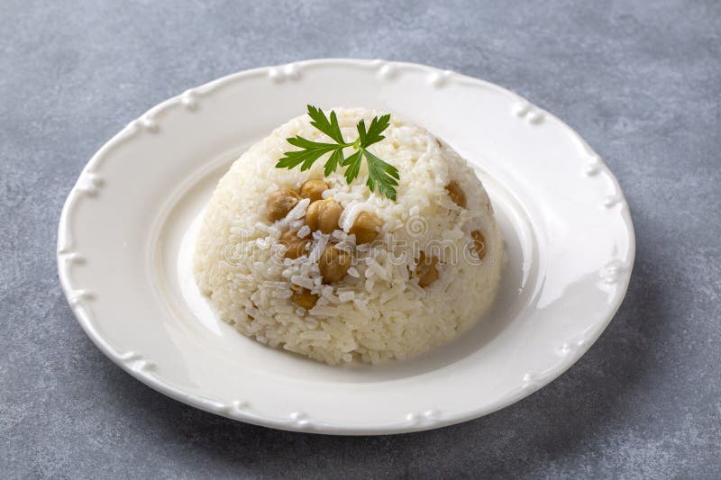 Turkish Rice with Chickpea Served, Turkish Name Nohutlu Pilav or Pilaf ...