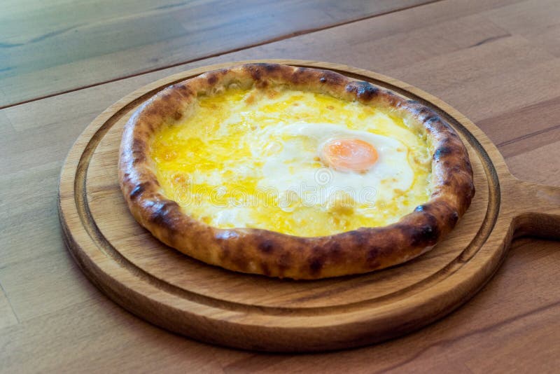 Turkish Round Pide with Fried Egg and Cheese Stock Image - Image of ...