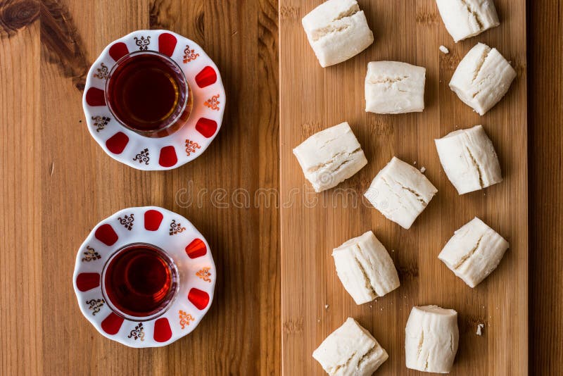Turkish Shortbread Cookies with Tea / Un Kurabiyesi Stock Photo - Image ...
