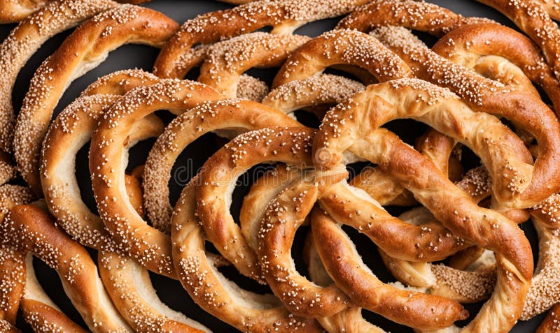 Close-up of Turkish Simit Bread Showcasing Sesame Texture, AI Generated ...