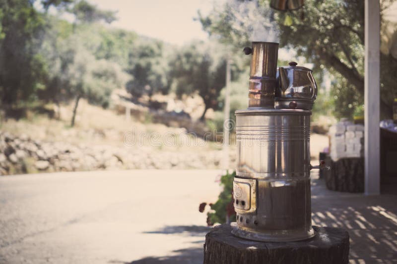 Turkish smoking samovar. editorial image. Image of summer - 122680320