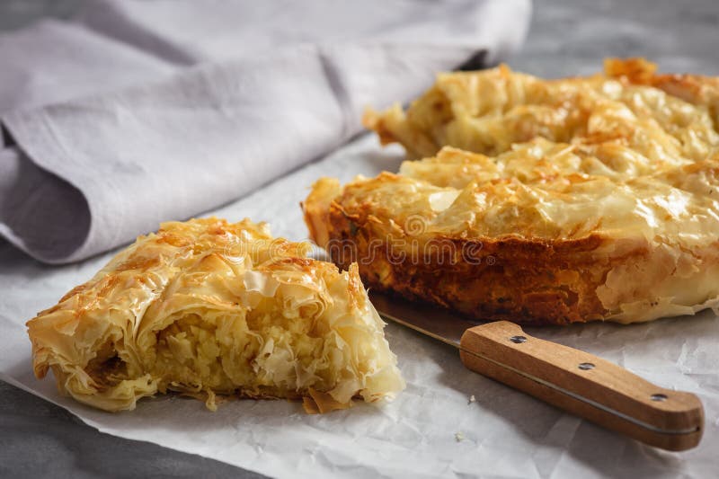 Turkish Spicy Potato Rolled Borek. Stock Photo - Image of golden, table ...