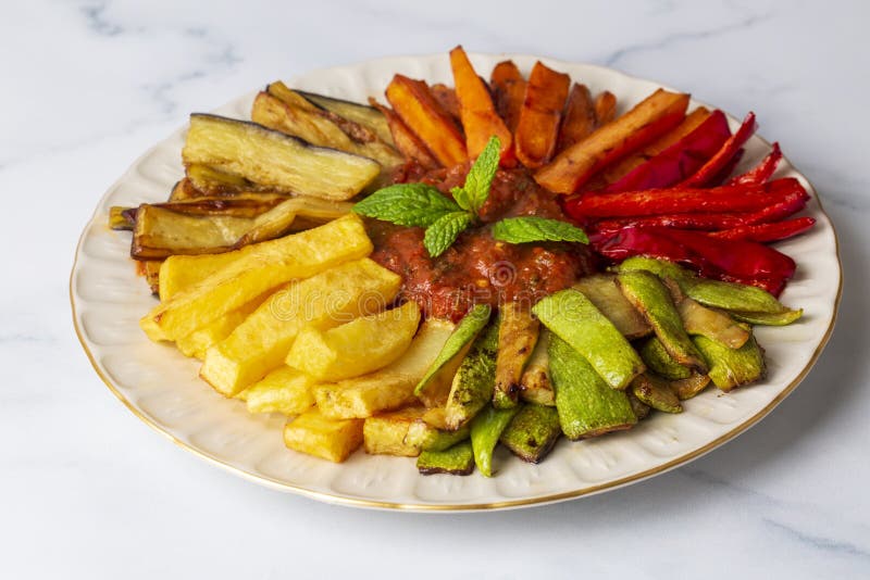 Turkish Style Mixed Vegetable Fried Karisik Kizartma Stock Image ...