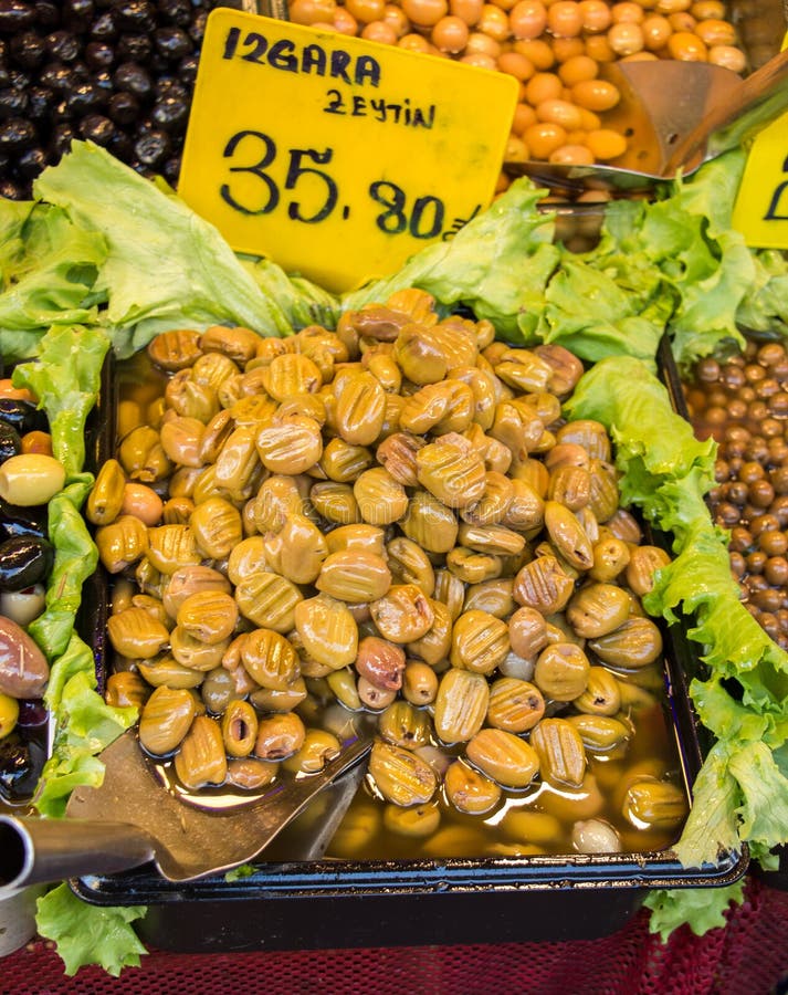 Turkish Style Prepared Olives in the Market Stock Image - Image of ...