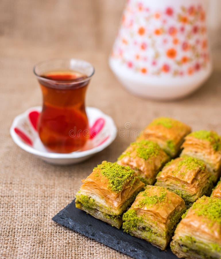 Turkish Sweet Baklava on Plate Stock Image - Image of pastry, delicious ...