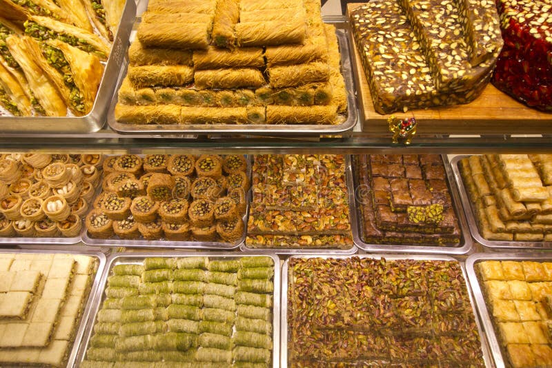 Baklava, Turkish Sweets, In A Shop Window In Istanbul, Turkey Stock ...