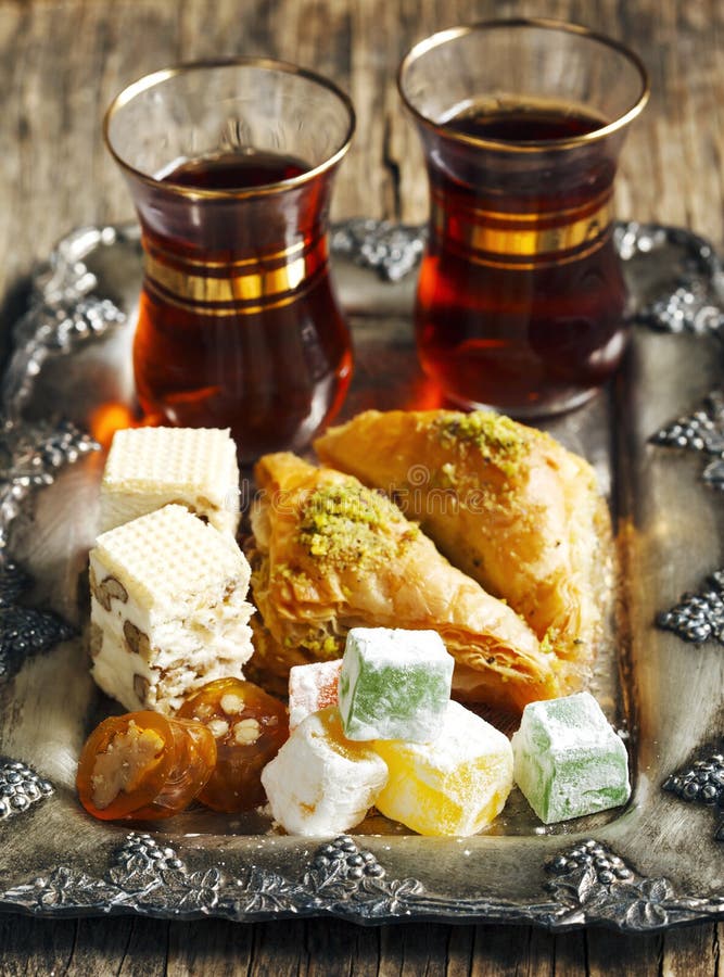 Turkish Sweets on the Table Laid Out Beautifully for Lunch. Stock Photo ...
